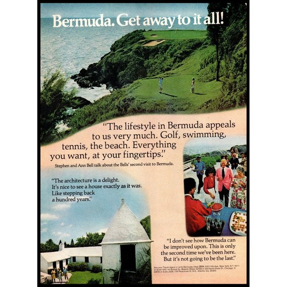Bermuda | Art | 981 Bermuda Vacation Travel Vintage Print Ad Golfing ...